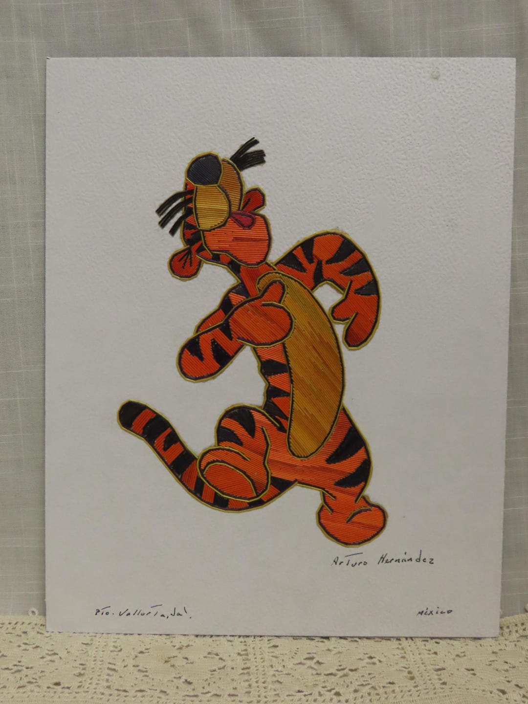 Vintage Folk Art Dancing Tigger Handcrafted Straw Art Arturo Hernandez ...