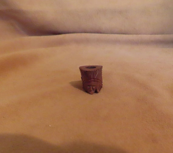 Antique Hand Carved Wood Pipe Watch Fob Native Americ… - Gem