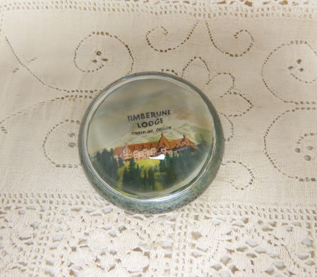 Vintage Timberline Lodge Souvenir Paperweight Magnifying Paper Weight ...