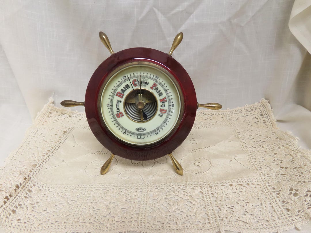 Vintage Germany Table Top Barometer Stellar Barometer Glass Crystal ...