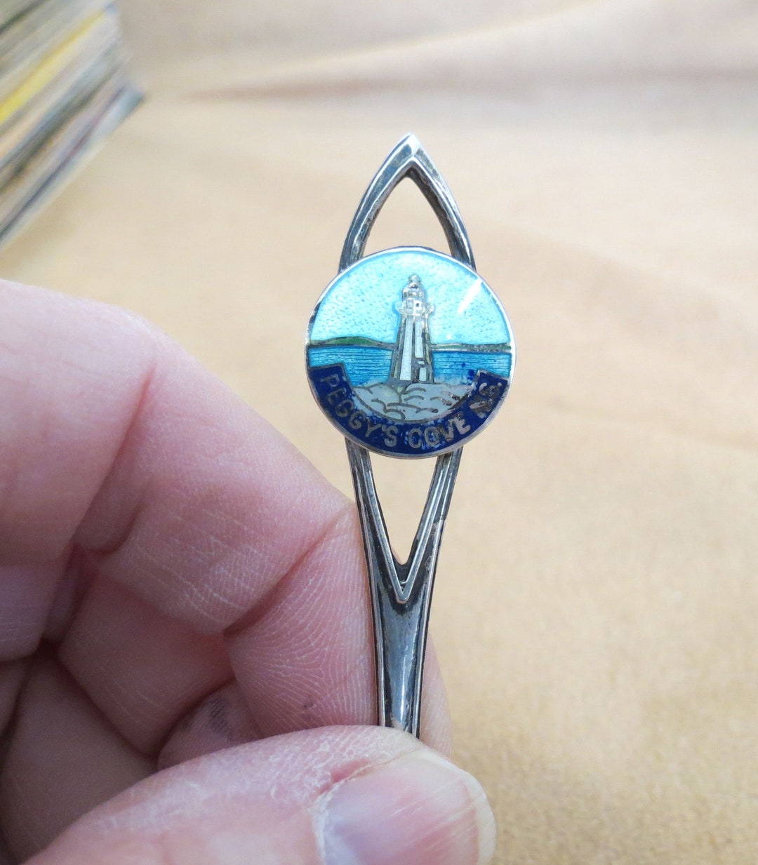 SALE Antique Peggy's Cove Sterling Silver Souvenir Spoon Enameled ...