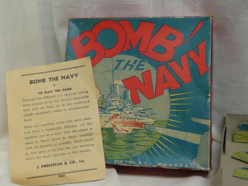 Vintage Bomb the Navy WWII Game in Box With Instuctions Pressman ...