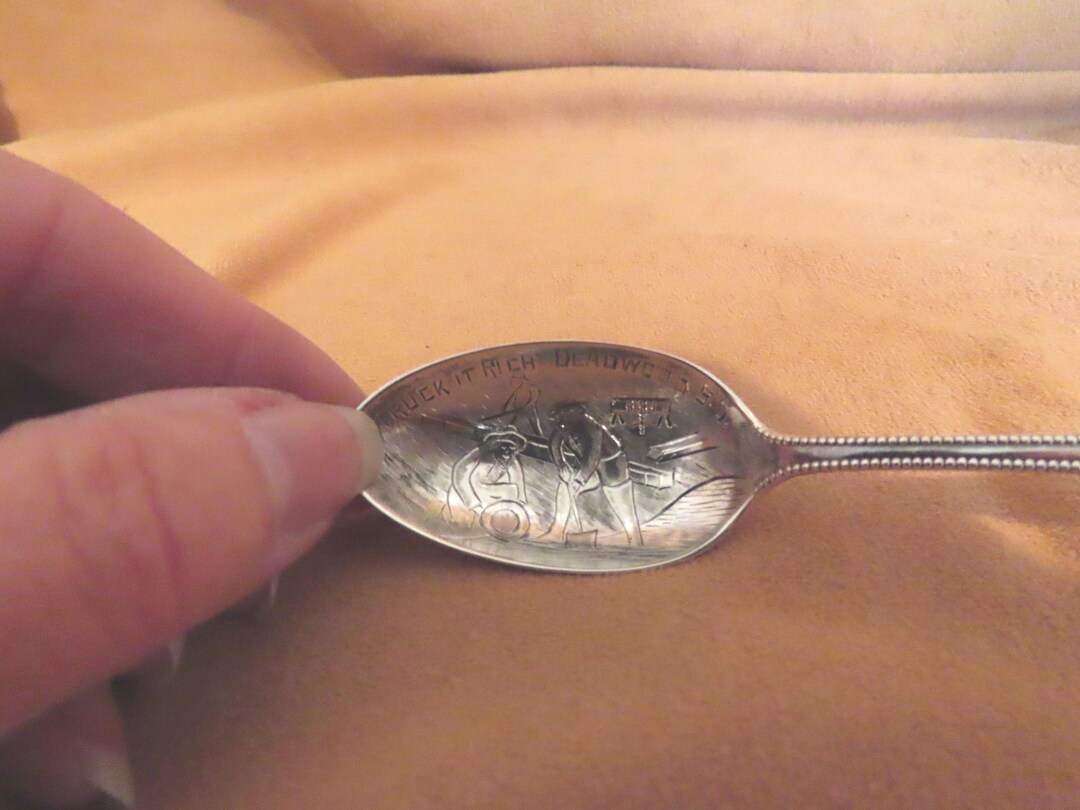 SALE Antique Struck It Rich in Deadwood Sterling Silver Souvenir Spoon ...