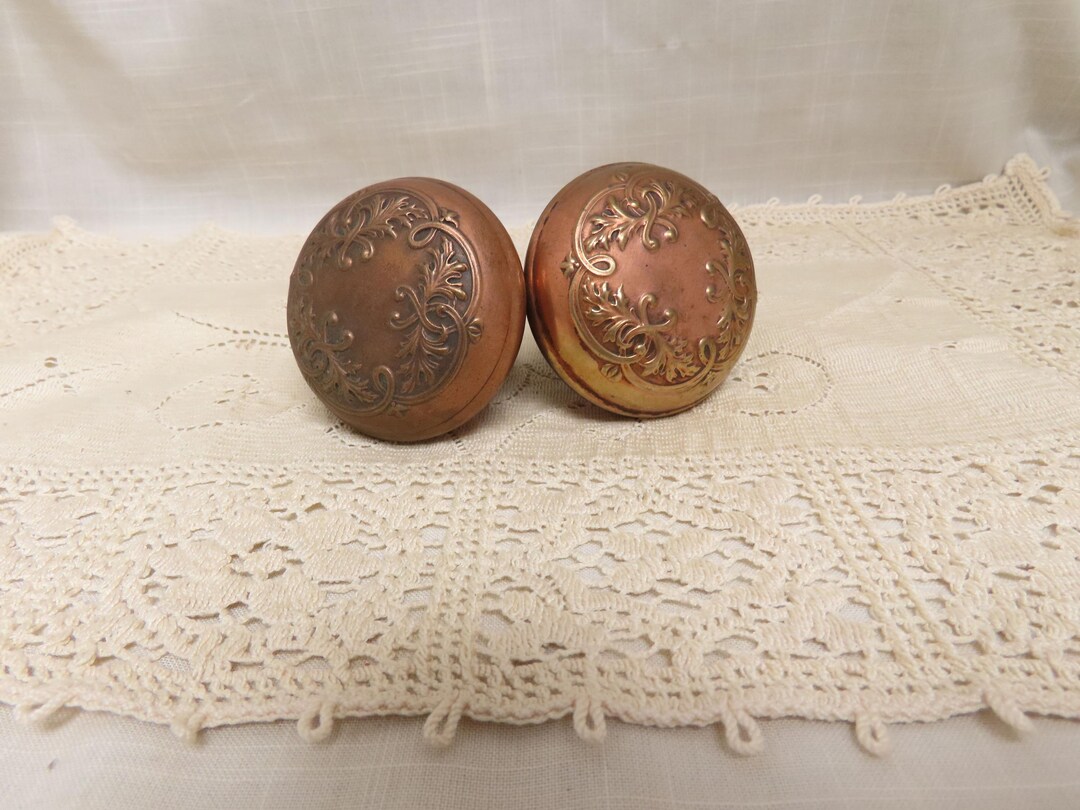 Antique Brass Door Knobs Art Nouveau Embossed Door Knobs Repousse Door Knobs - Etsy