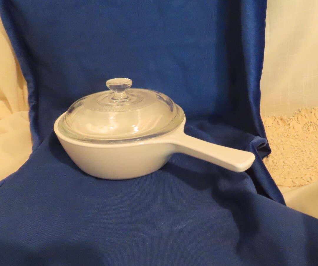 Vintage Corning Ware Sauce Pan All White Pattern 1 Pint With Pyrex Lid ...