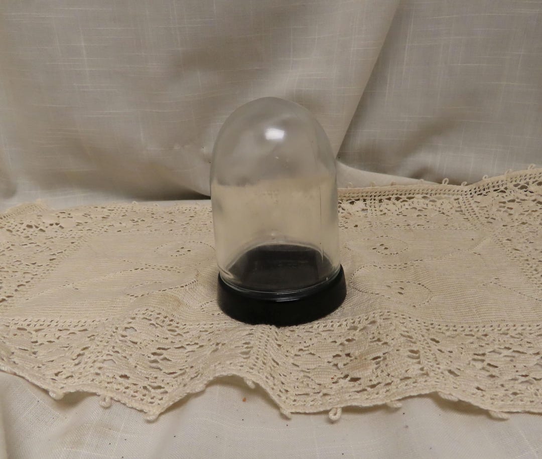 Vintage Small Glass Domed Display Case Pressed Black Amethyst Glass ...