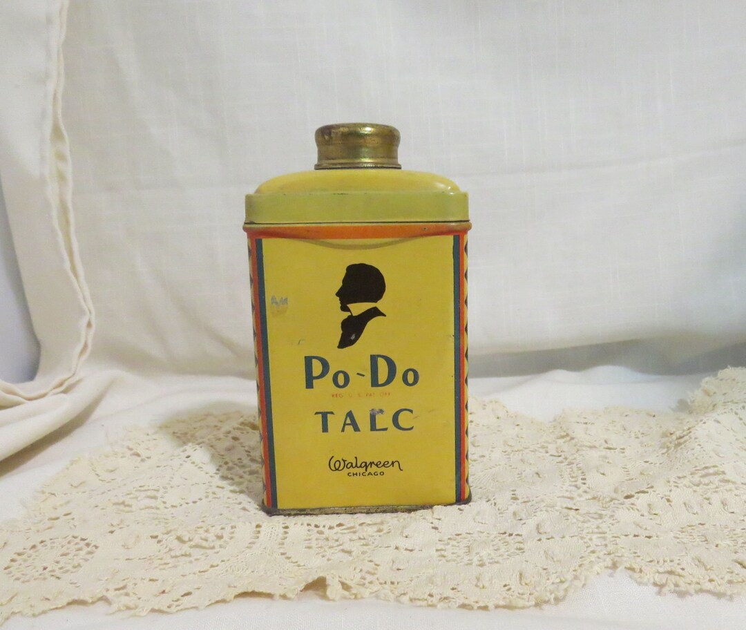 SALE Antique Po-do Talc Tin With Contents for Men Walgreen Chicago ...