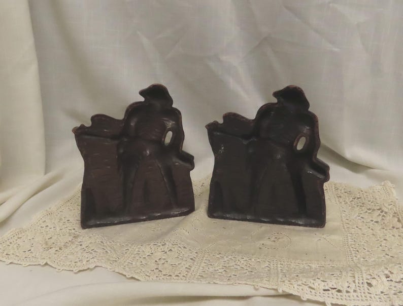 Antique WWI Doughboy Soldier Cast Iron Hubley Bookends Felted Bottoms ...