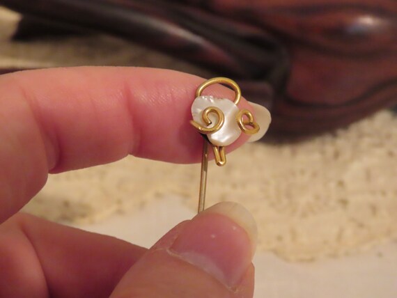 Antique Baroque Pearl Gold Filled Ascot Pin Stick Pin - Gem