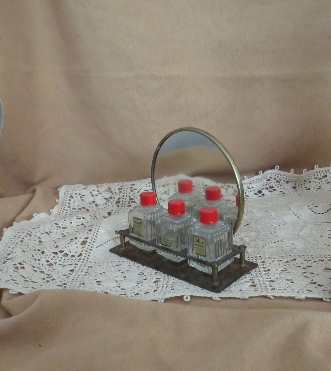 Antique Art Deco Mode Perfumes Caddy With Bottles Mirrored Back - Etsy