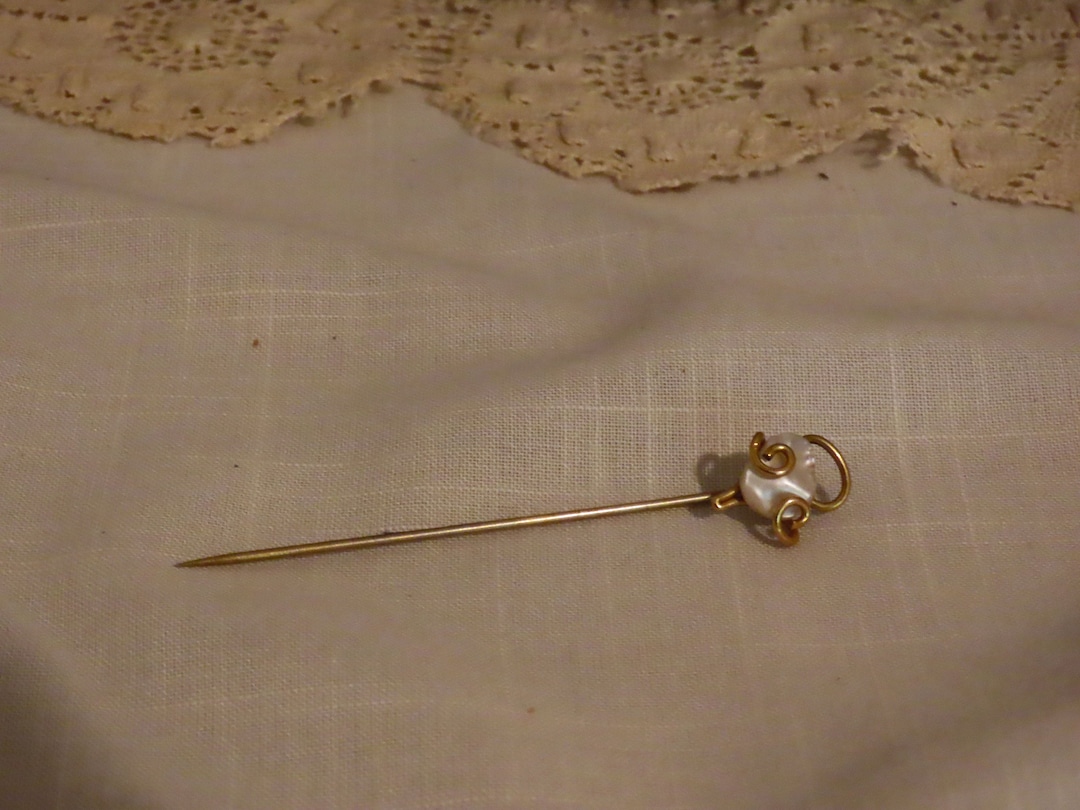 Antique Baroque Pearl Gold Filled Ascot Pin Stick Pin - Etsy