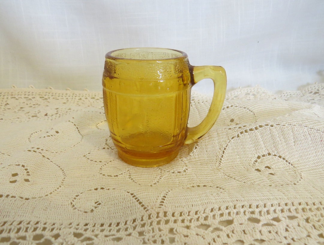 Vintage Amber Glass Barrel Mug Barrel Toothpick Holder Barrel Shot ...