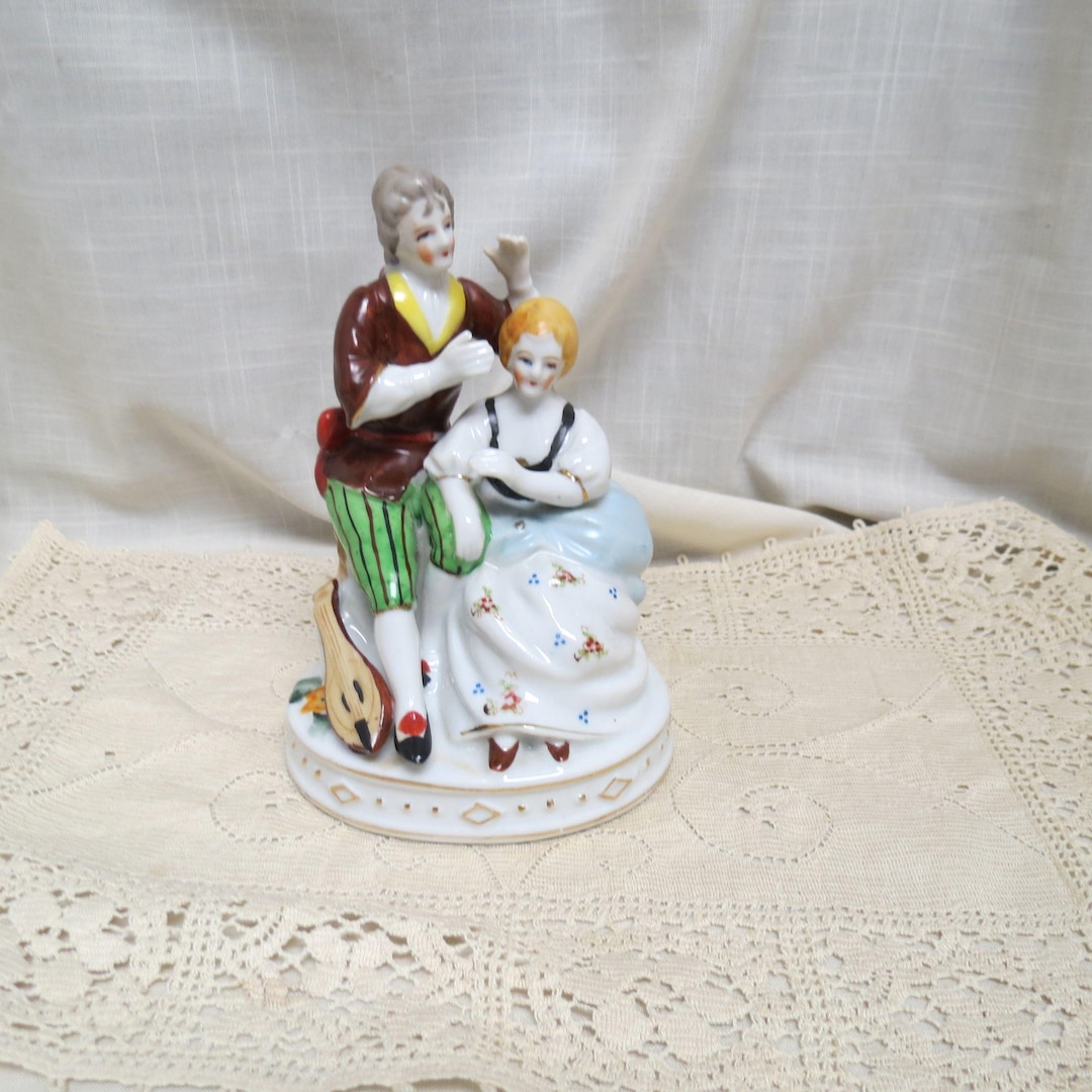Vintage Porcelain Hand Painted Figurine Courting Colonial Couple ...