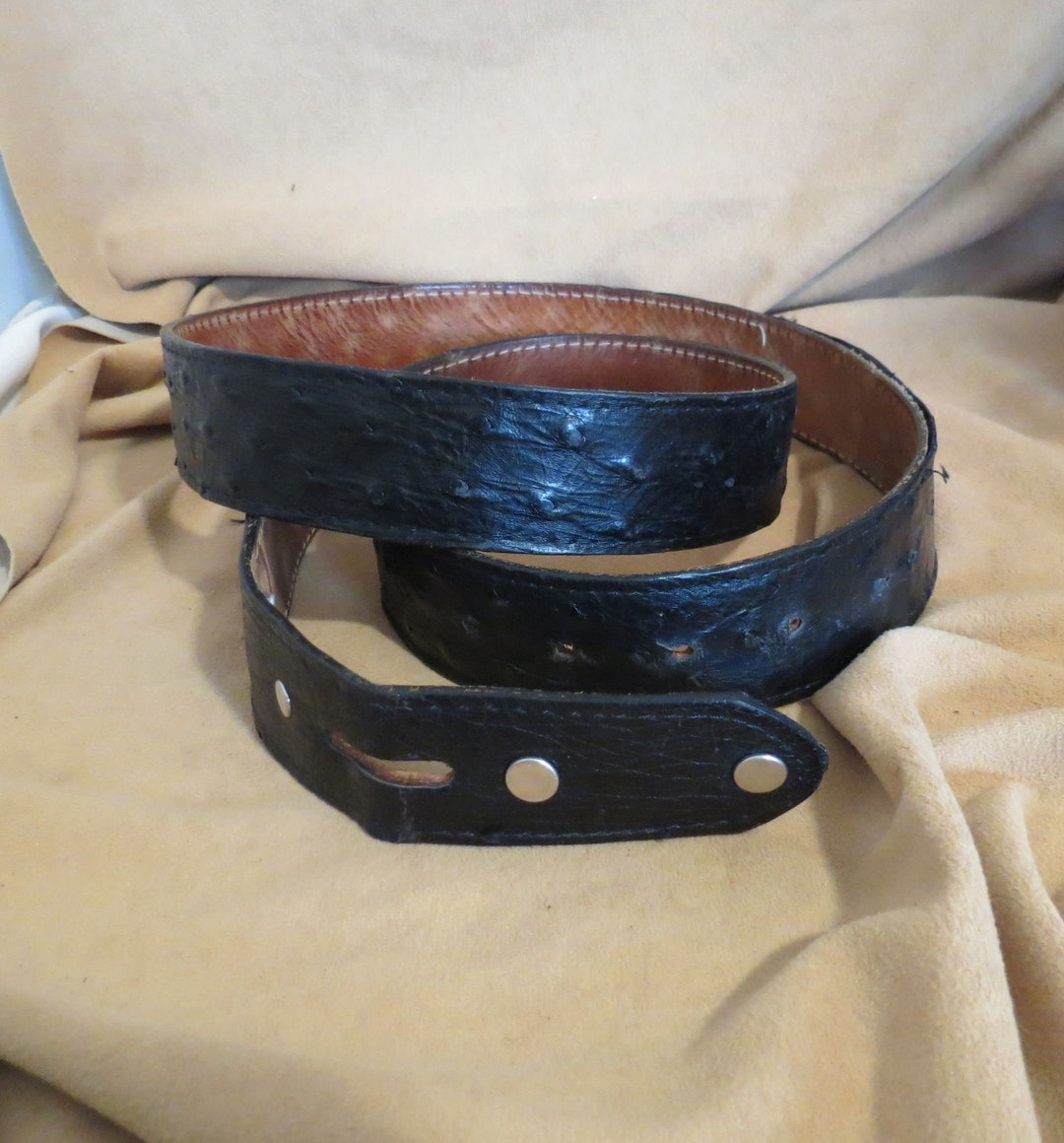 Vintage Black Ostrich Hide Belt Made in USA Western Belt Cowboy Belt - Etsy