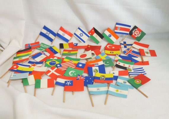 Vintage Miniature Country Flags WWII Soldiers on Back - Etsy