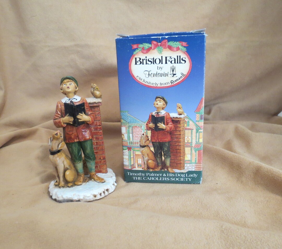 SALE Vintage Bristol Falls Timothy Palmer & His Dog Lady Carolers ...