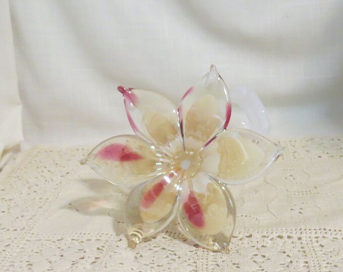 Vintage Murano Glass Flower Blown Glass Flower Gold Fleck Glass Art ...