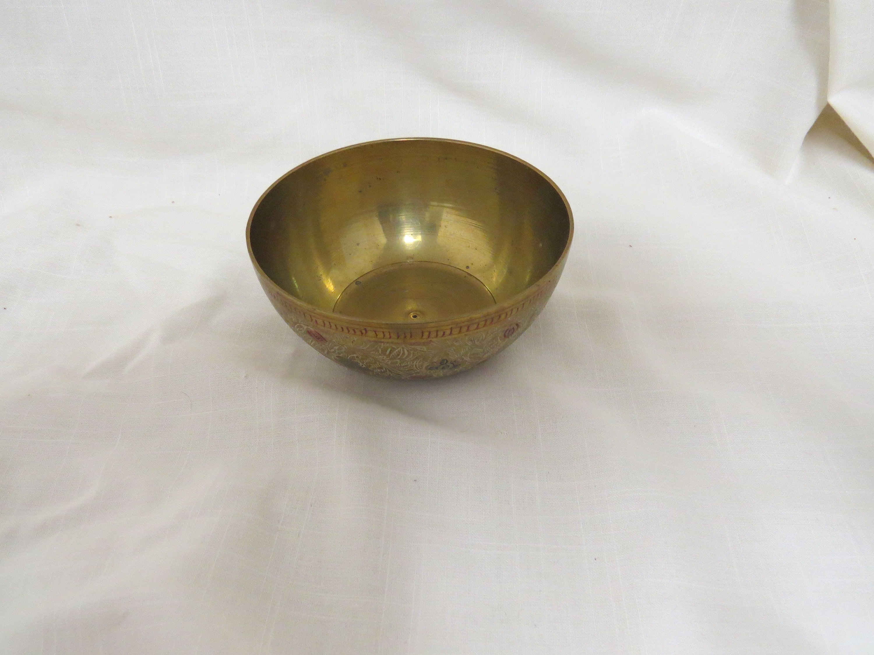 Home & Living SALE Vintage India Brass Bowl Handcrafted Hand Painted ...