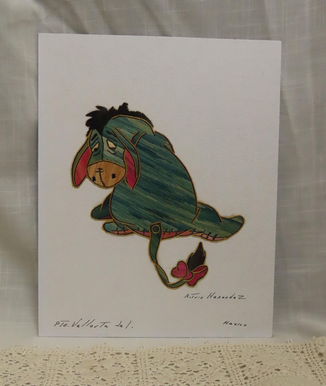 SALE Vintage Eeyore Straw Folk Art Arturo Hernandez Handcrafted Eeyore ...
