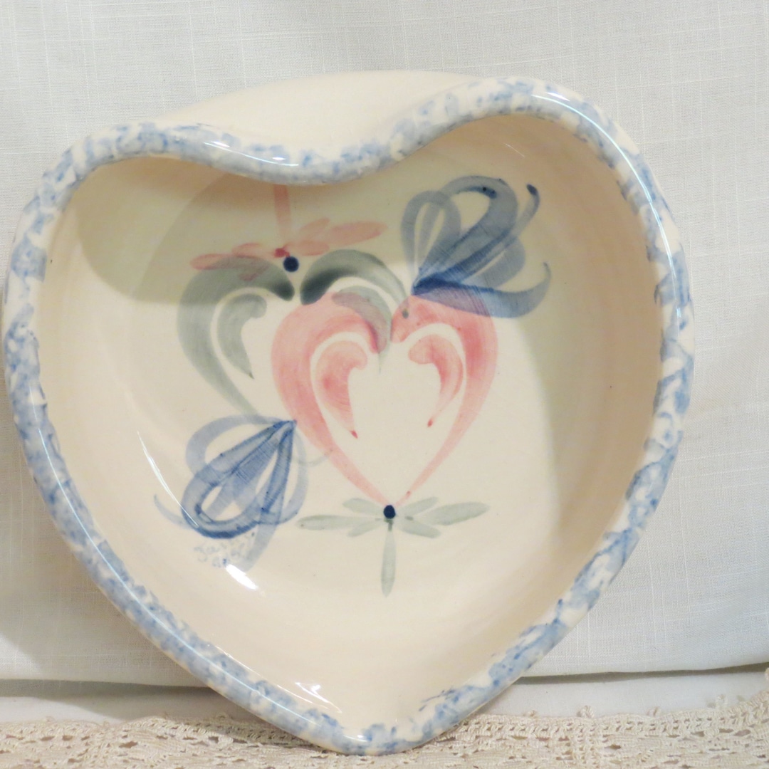 SALE Vintage Heart Bowl Ellis Production Pottery Handcrafted Pottery ...