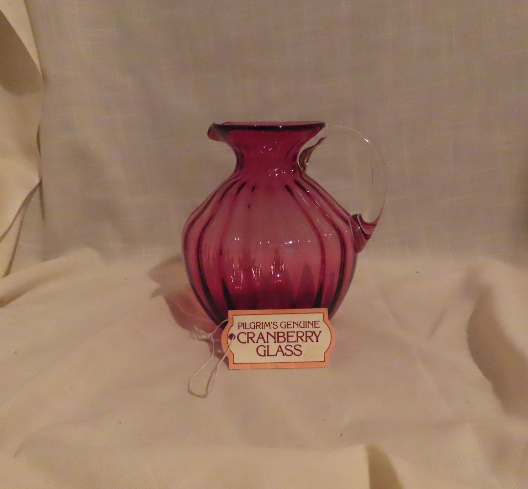Vintage Pilgrim Glass Cranberry Glass Pitcher Hand Blown Glass With Tag ...
