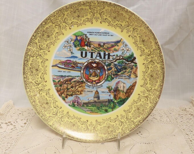 Vintage Utah Souvenir Plate Multiview Plate Gold Brocade Plate - Etsy