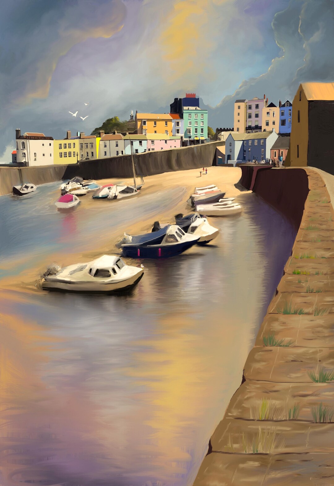 Over the Harbour Wall | TENBY ART | Artist Signed Print and Canvas ...