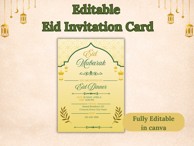 Eid Planner Bundle: Printable Invitation Card, Canva Editable Islamic ...