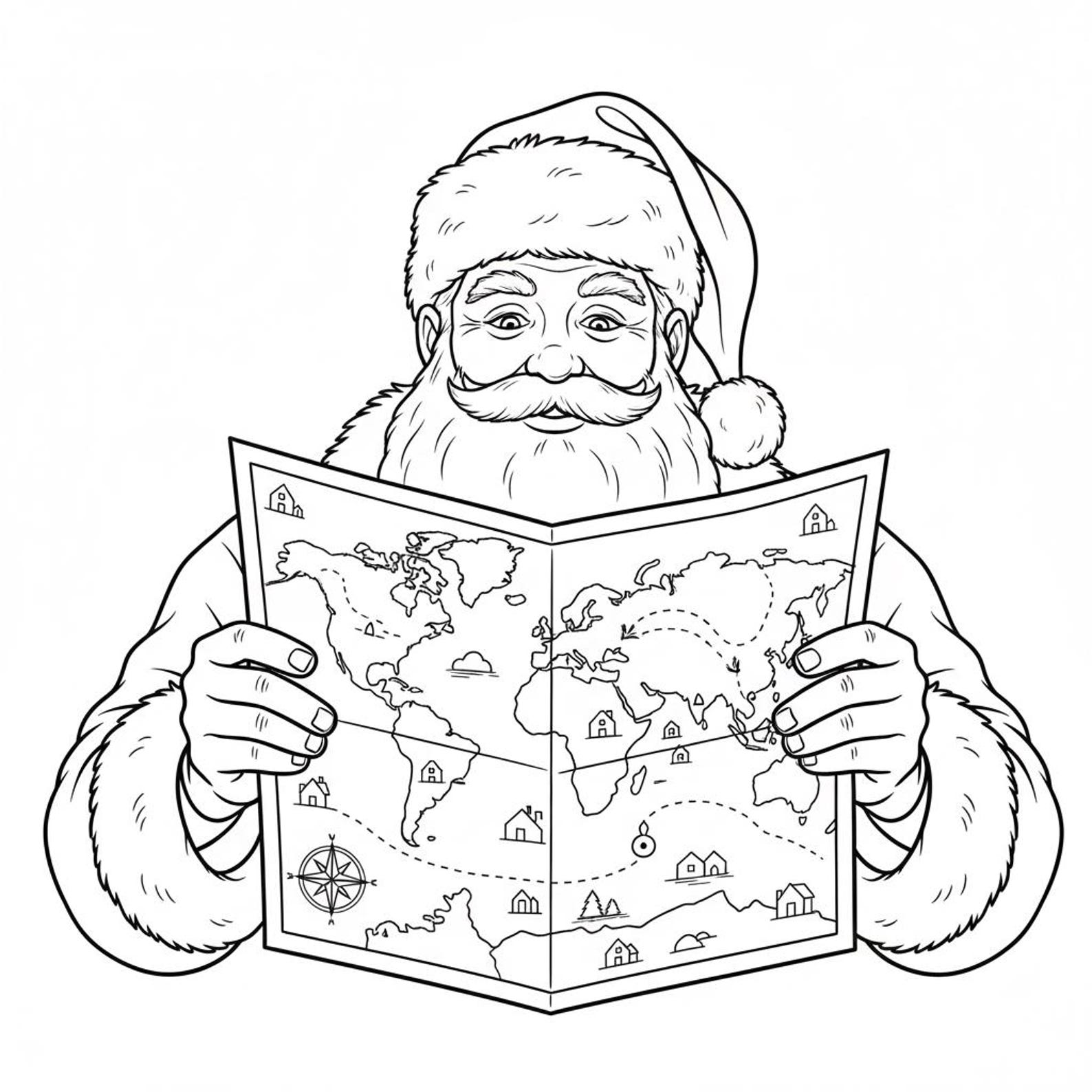 100 Printable Santa Coloring Sheets | Simple Line Art | Digital File - Etsy