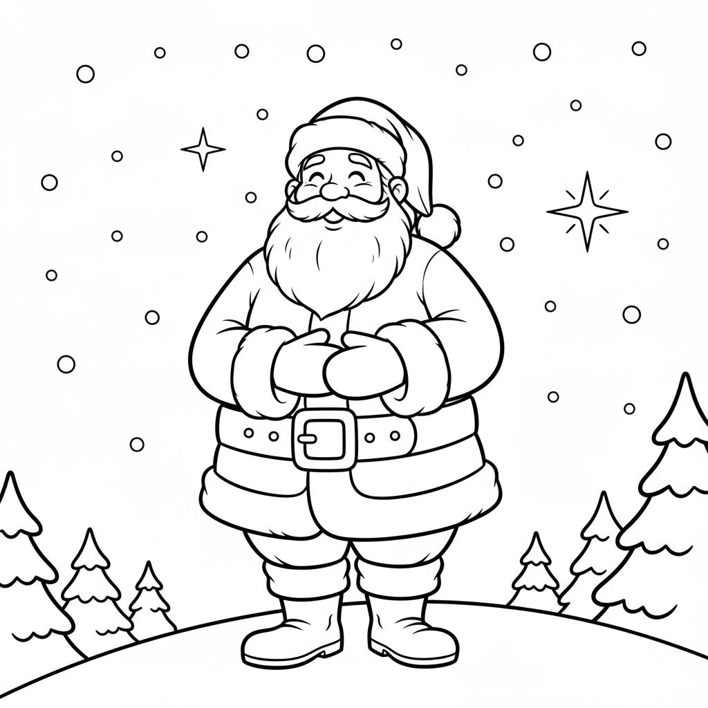 100 Printable Santa Coloring Sheets | Simple Line Art | Digital File - Etsy
