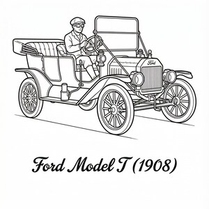 Ford Model T 1908 Coloring Pages - 50 Portrait (9:16) Digital Images ...