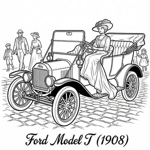 Ford Model T 1908 Coloring Pages - 50 Portrait (9:16) Digital Images ...