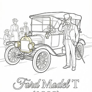 Ford Model T 1908 Coloring Pages - 50 Portrait (9:16) Digital Images ...