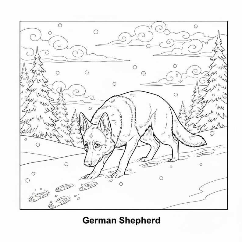 German Shepherd Coloring Pages | 90 Printable Sheets | 1:1 Square Size ...