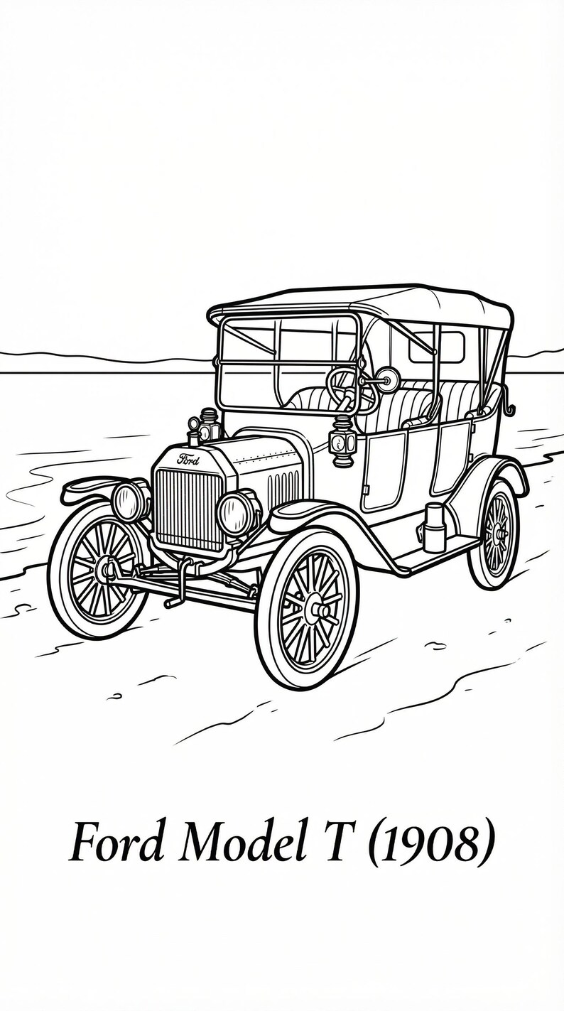 Ford Model T 1908 Coloring Pages - 50 Portrait (9:16) Digital Images ...