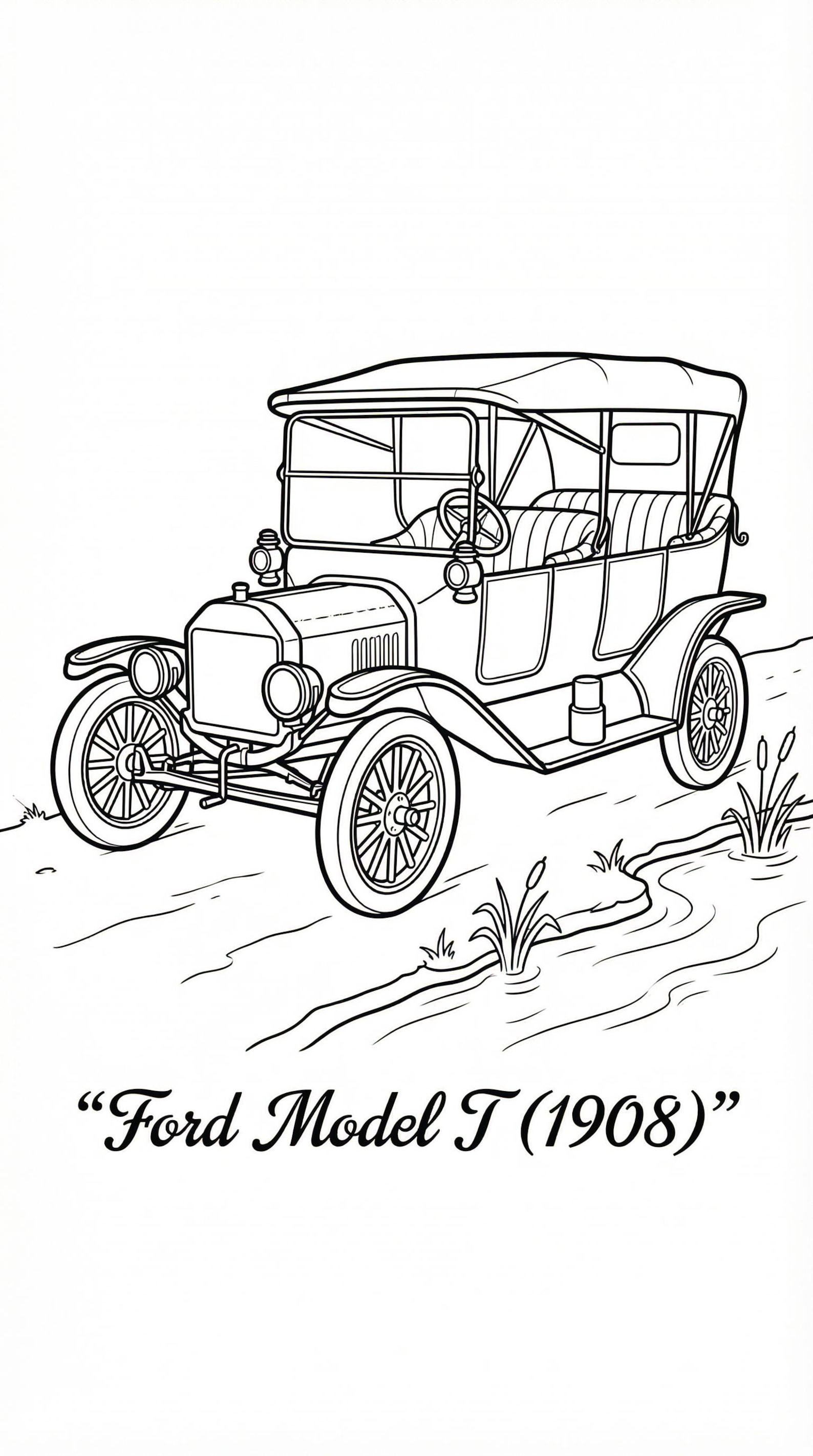 Ford Model T 1908 Coloring Pages - 50 Portrait (9:16) Digital Images ...