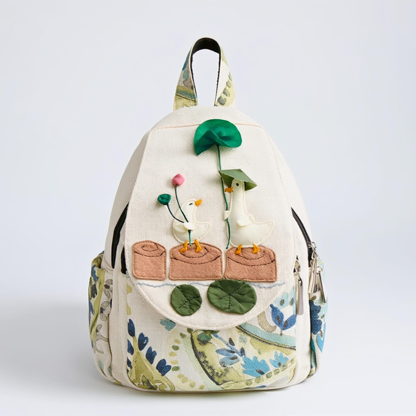 3D Duck Embroidered Backpack • Cottagecore Canvas Bag - Etsy