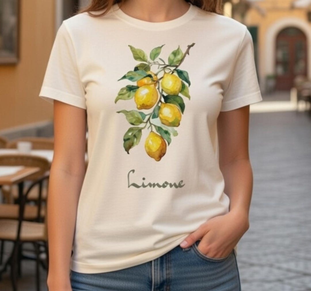 Limone T-shirt - Italian Lemon Watercolor Tee | Mediterranean Aesthetic ...