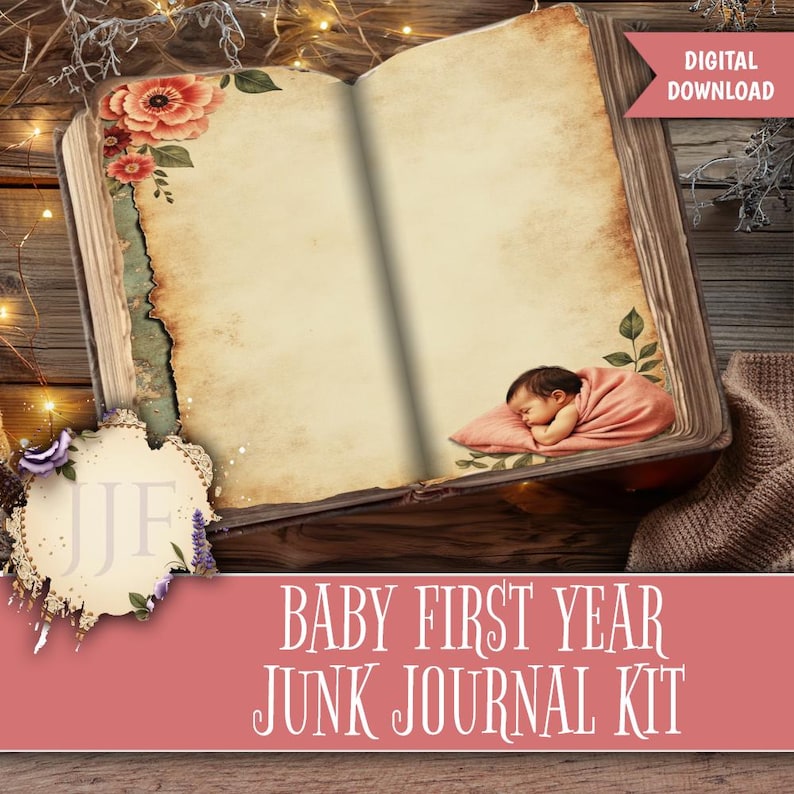 Baby First Year Junk Journal Kit | Vintage Milestone Pages, Nursery ...