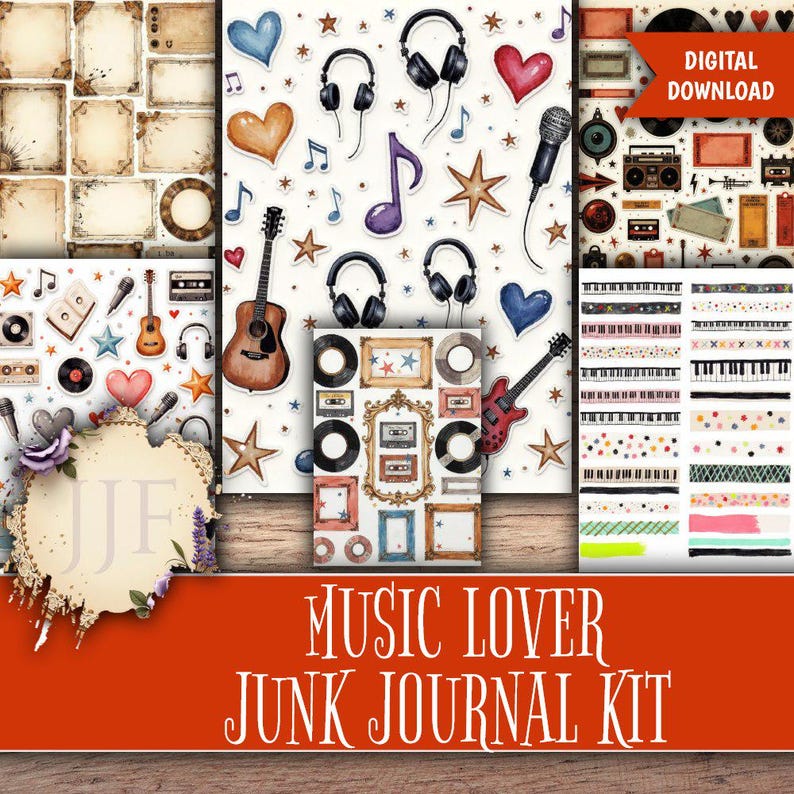 Music Junk Journal Kit Printable, Vintage Music Pages & Ephemera Bundle ...