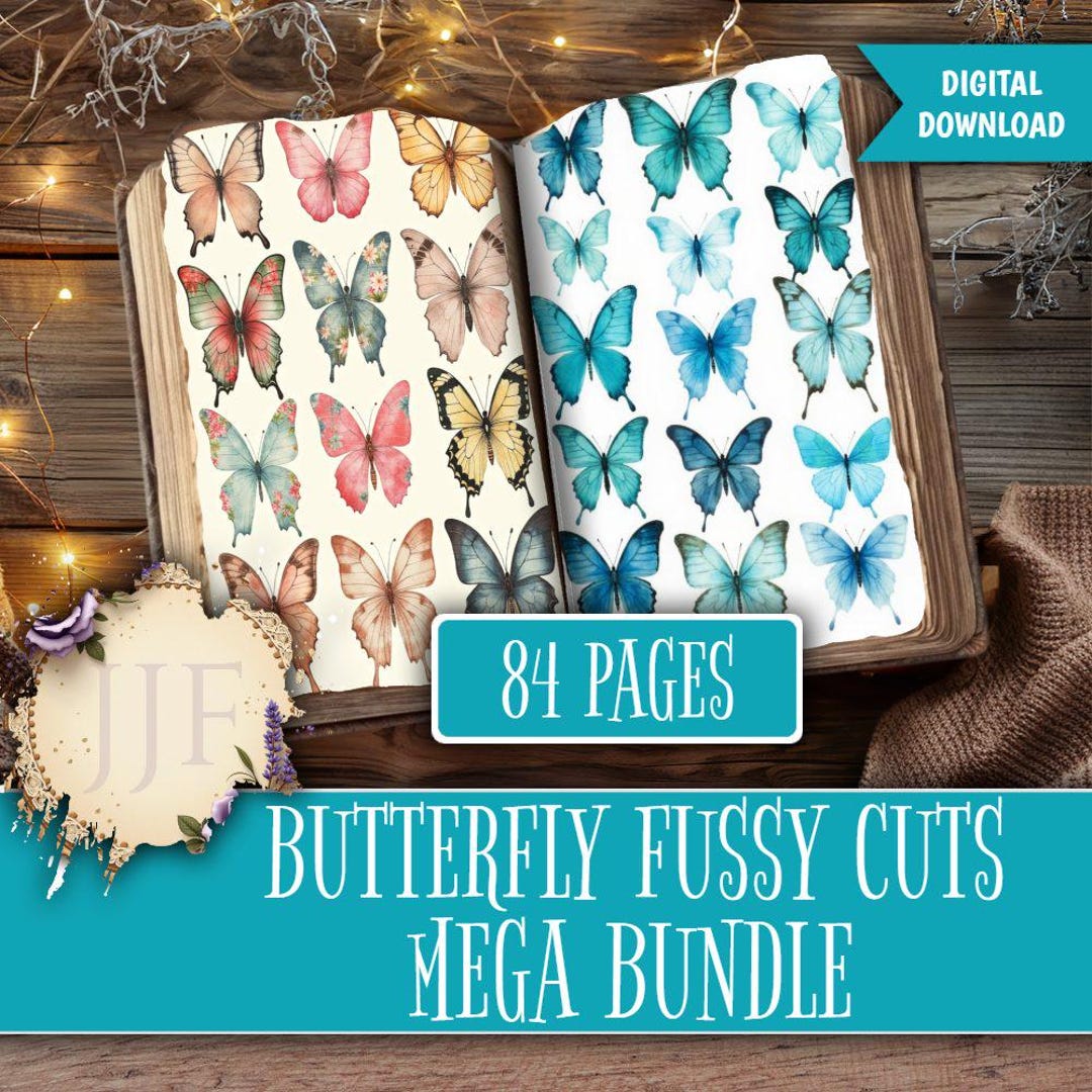 Butterfly Fussy Cuts Mega Bundle Printable | Butterfly Cutout Sheets ...