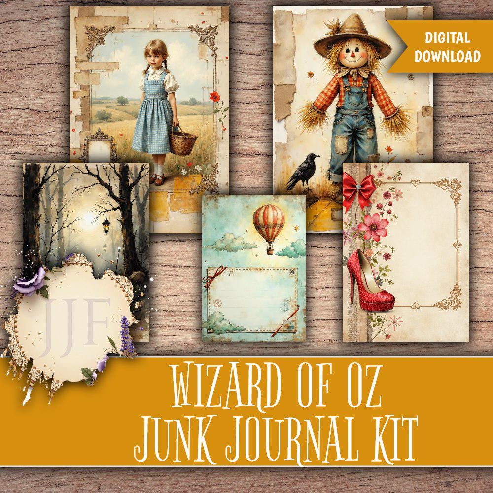 Wizard of Oz Inspired Junk Journal Kit Printable | Yellow Brick Road ...
