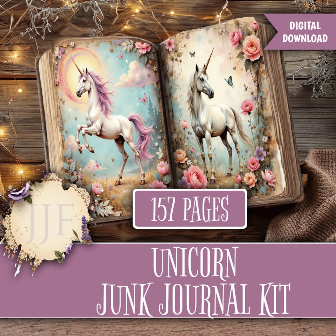 Unicorn Junk Journal Kit, Magical Printable Pages, Unicorn Ephemera ...