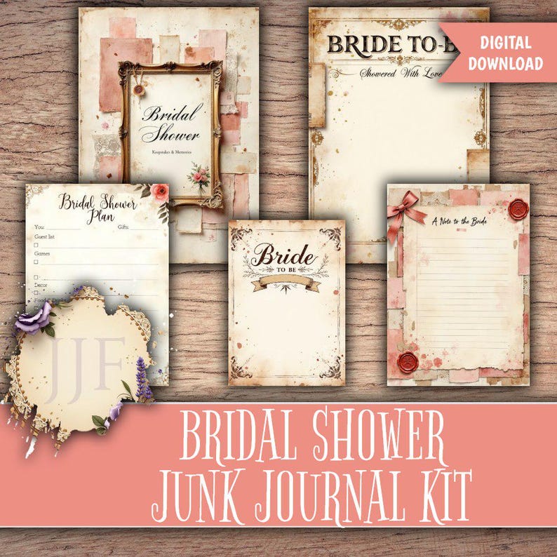 Bridal Shower Junk Journal Kit Printable | Bride to Be Journal Pages ...