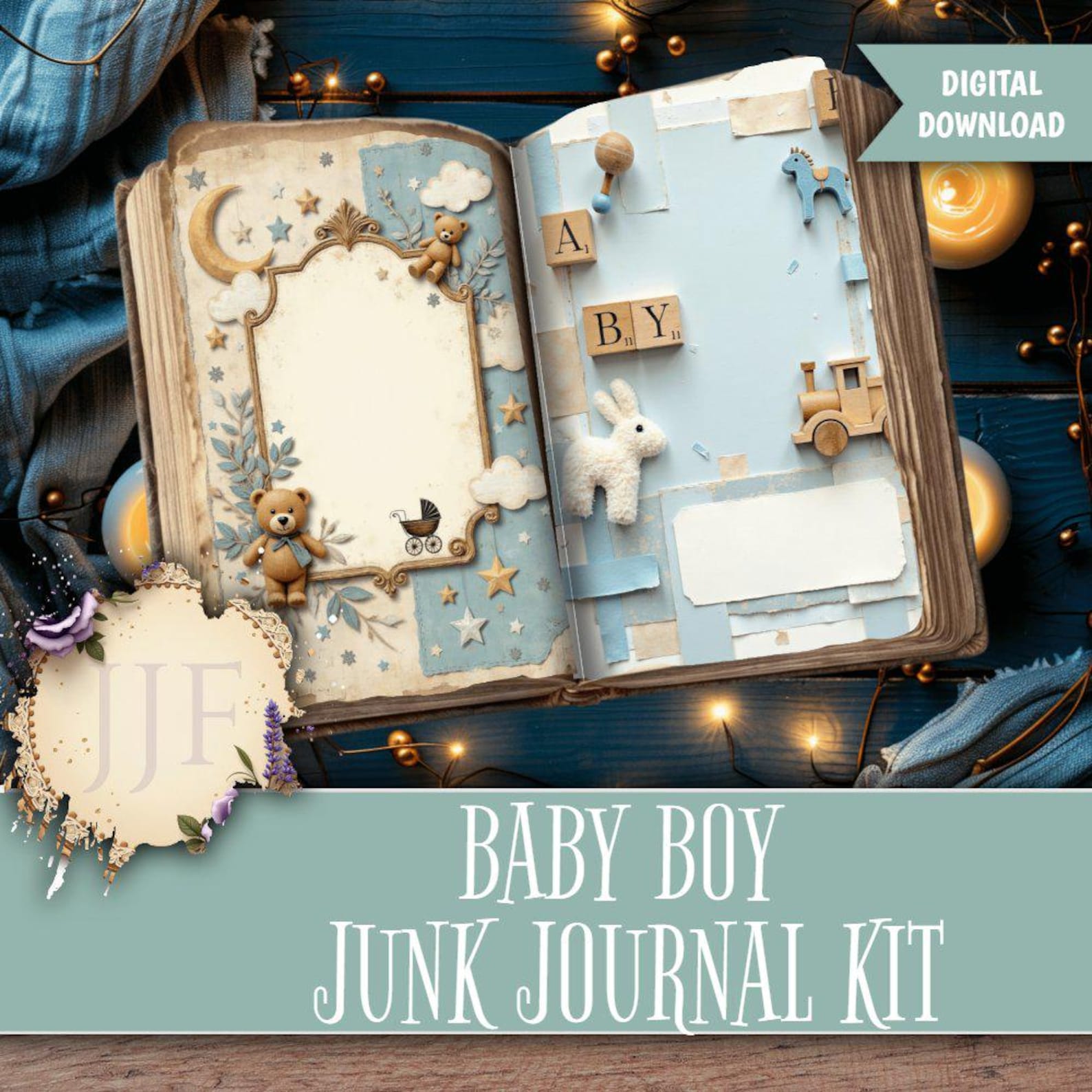 Baby Boy Junk Journal Kit Printable | Victorian Heirloom Nursery ...