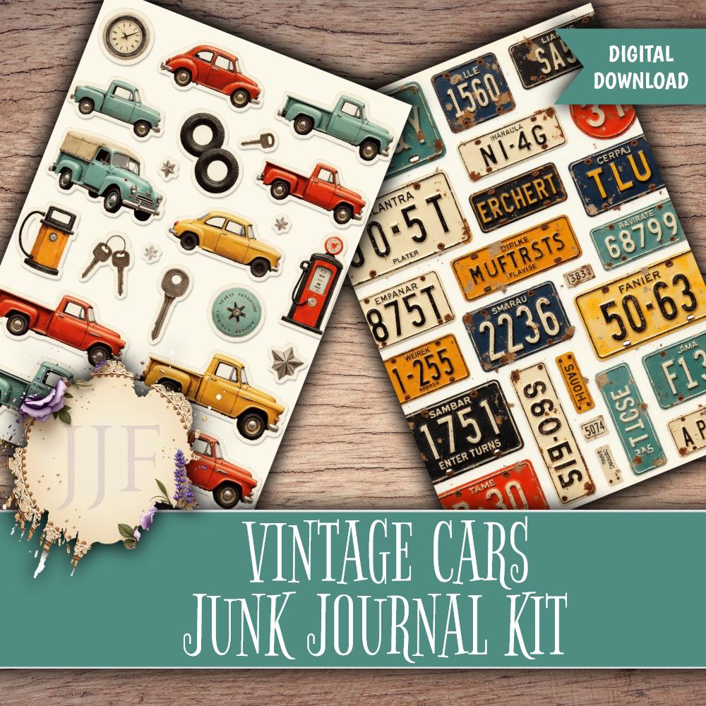 Vintage Cars Junk Journal Kit | Classic Car Printable Pages + Ephemera ...