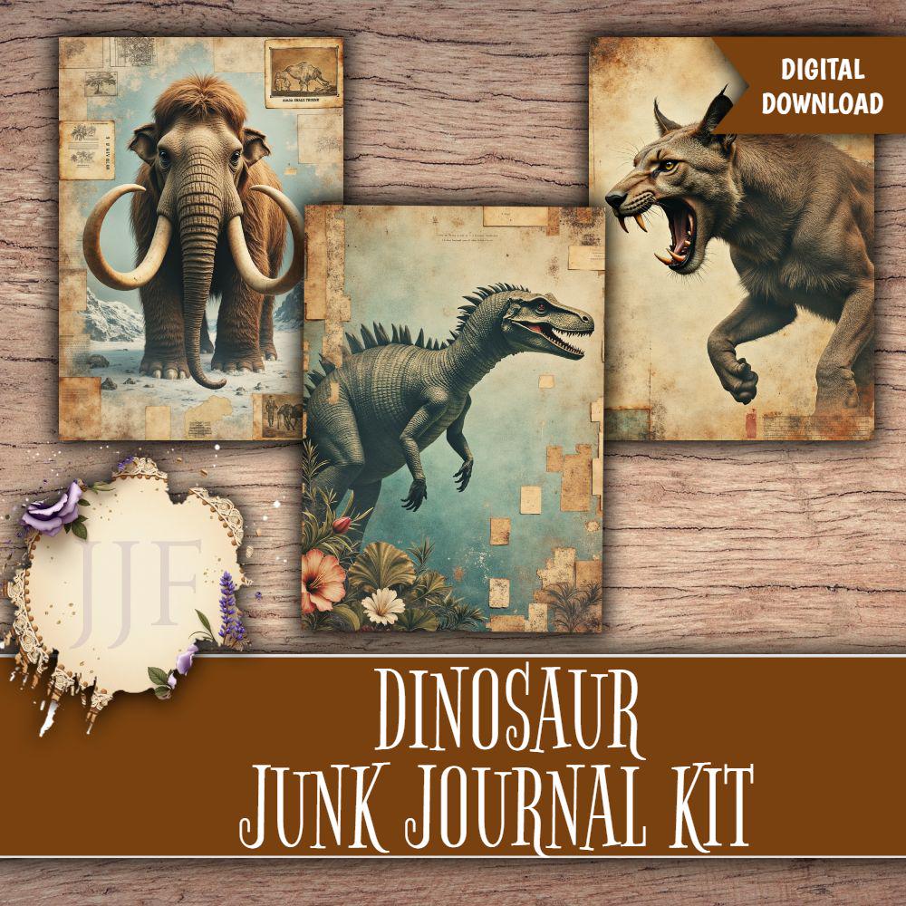 Dinosaur Junk Journal Kit | Prehistoric Printable Pages, Fossil ...