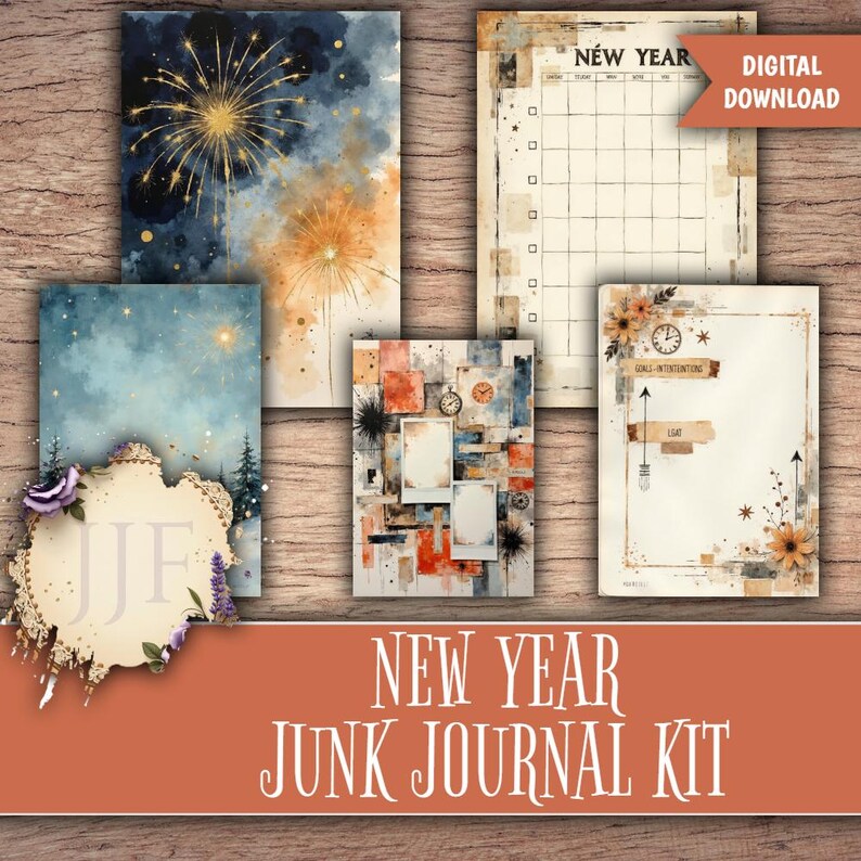 New Year Junk Journal Kit | New Years Journal Printable, New Year ...