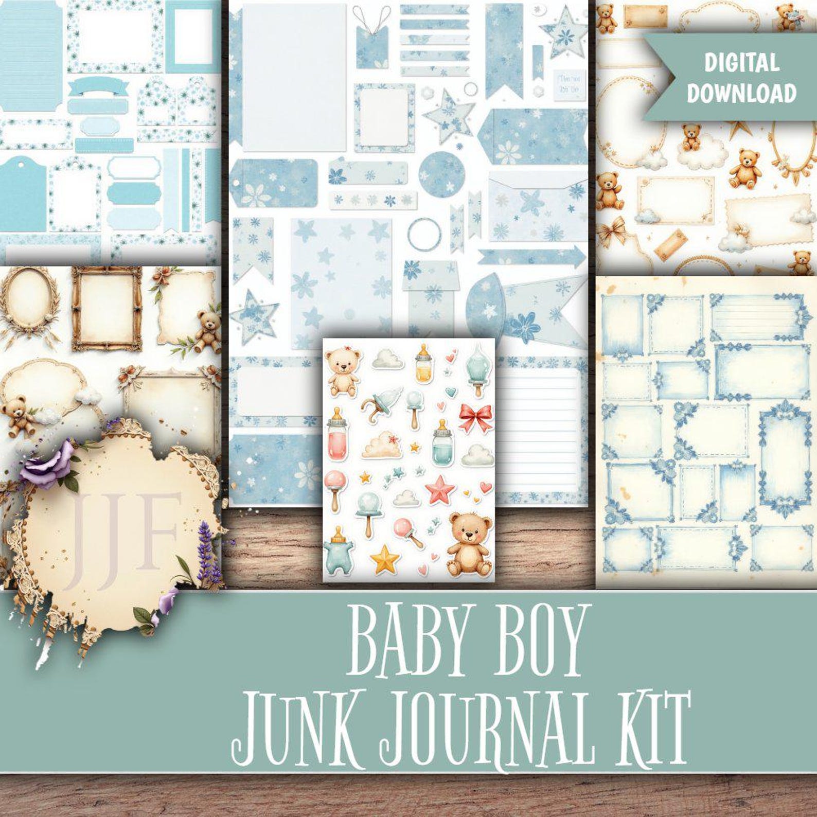 Baby Boy Junk Journal Kit Printable | Victorian Heirloom Nursery ...