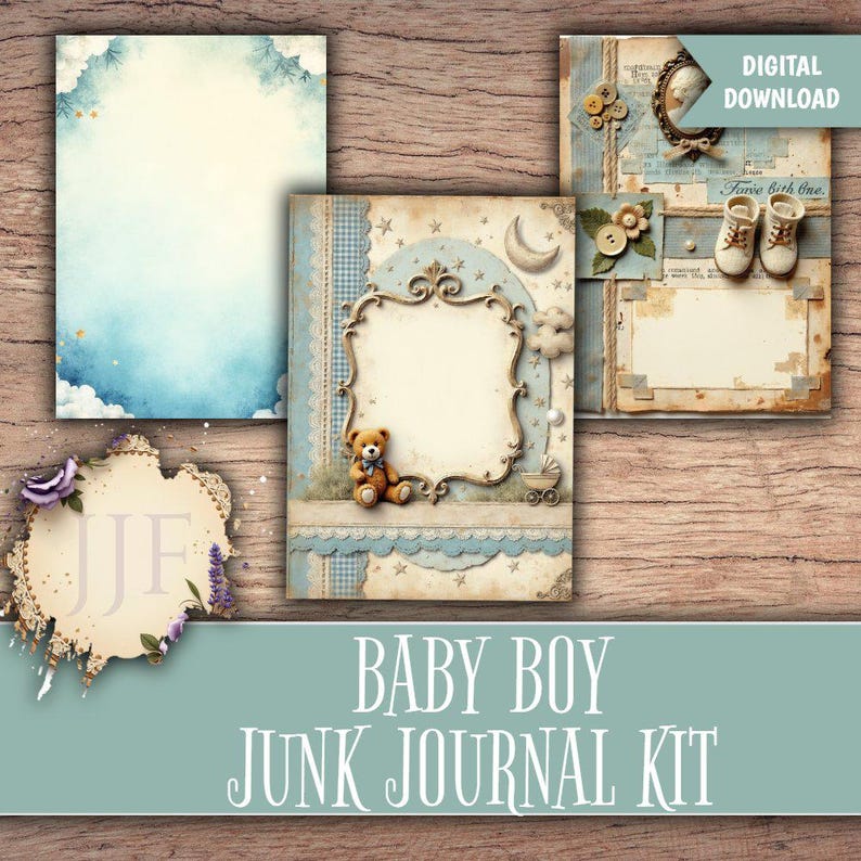 Baby Boy Junk Journal Kit Printable | Victorian Heirloom Nursery ...